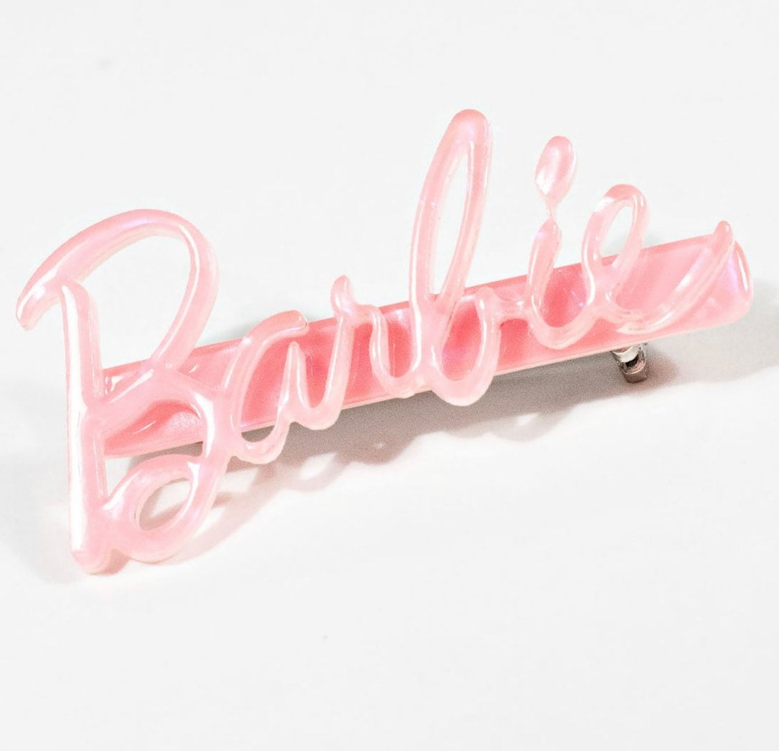 Barbie X Unique Vintage Acrylic Pink Logo Pin | Dela Deville's Vintage
