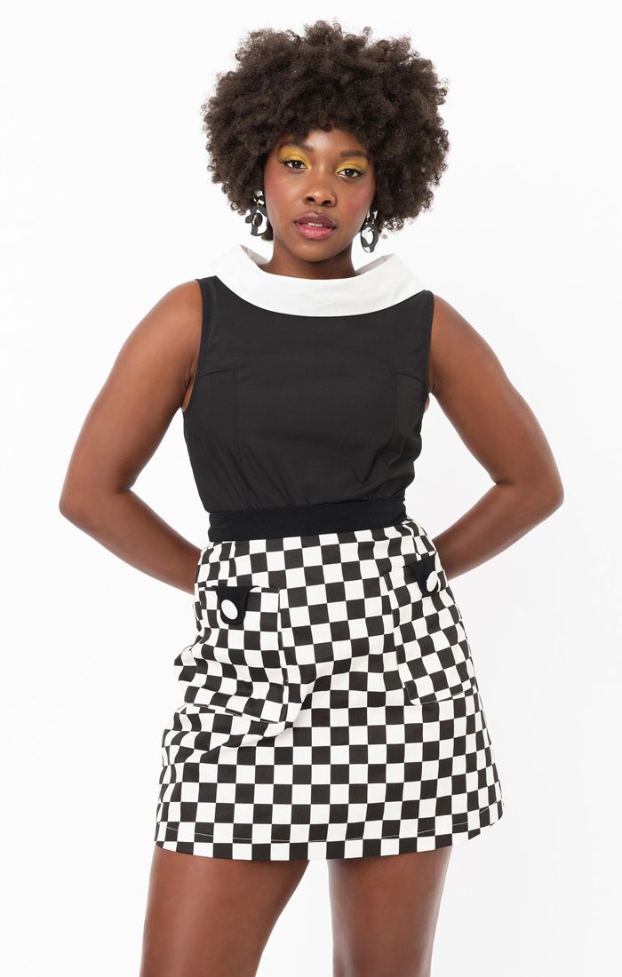 1960s Black & White Checkered Mod Skirt by Smak Parlour | Dela Deville ...
